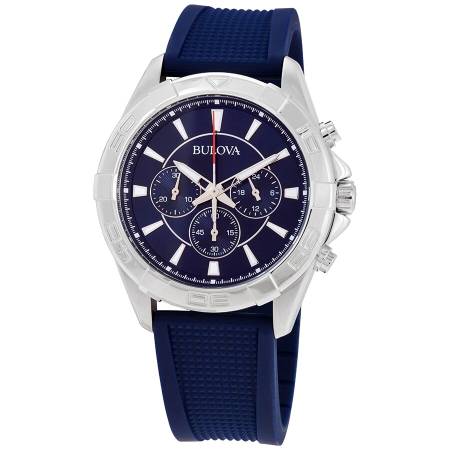 Bulova Chronograph Blue Dial Men's Watch 96A214 – Watches of America